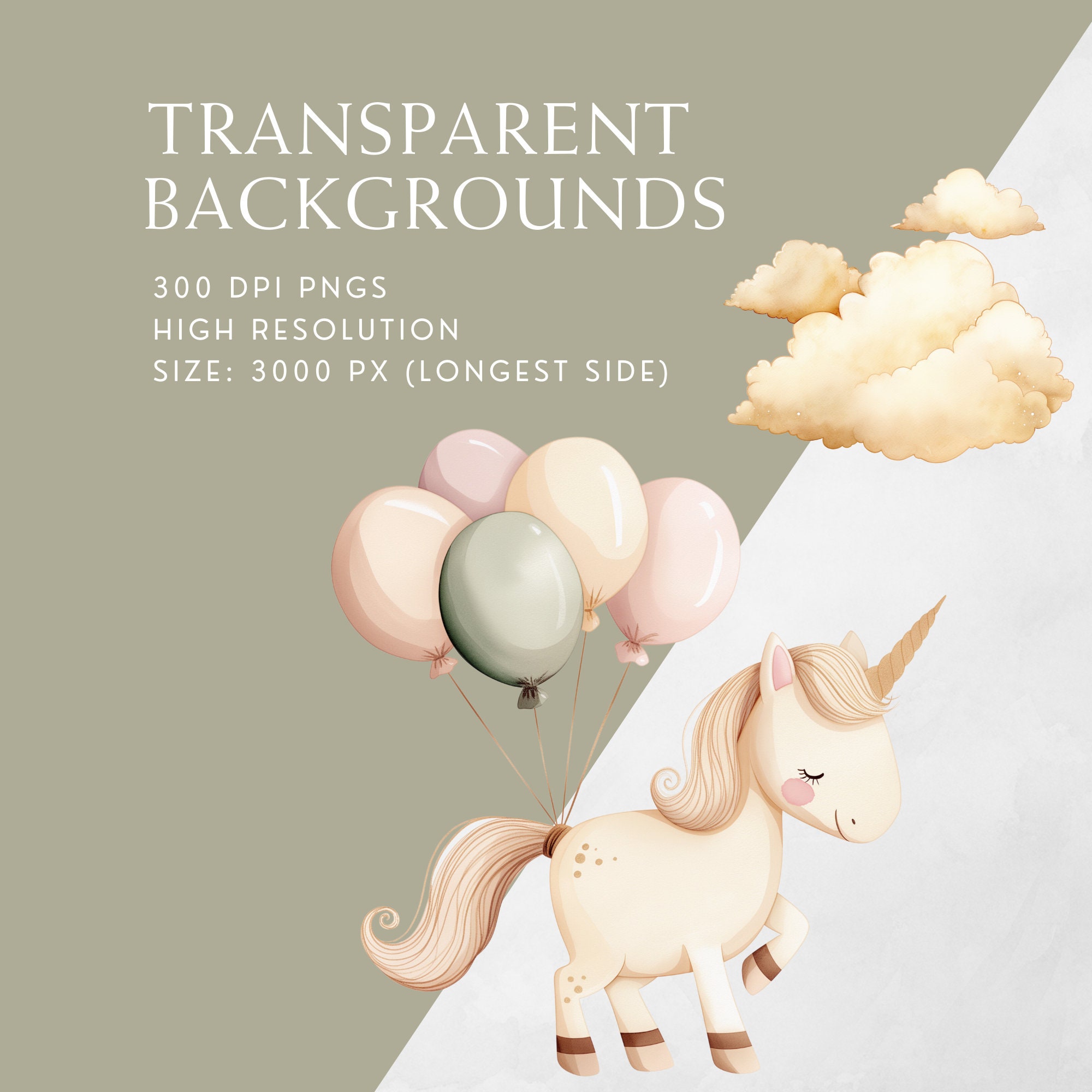 Cute Unicorn Birthday Party Clipart, Watercolor Unicorn Birthday PNG ...