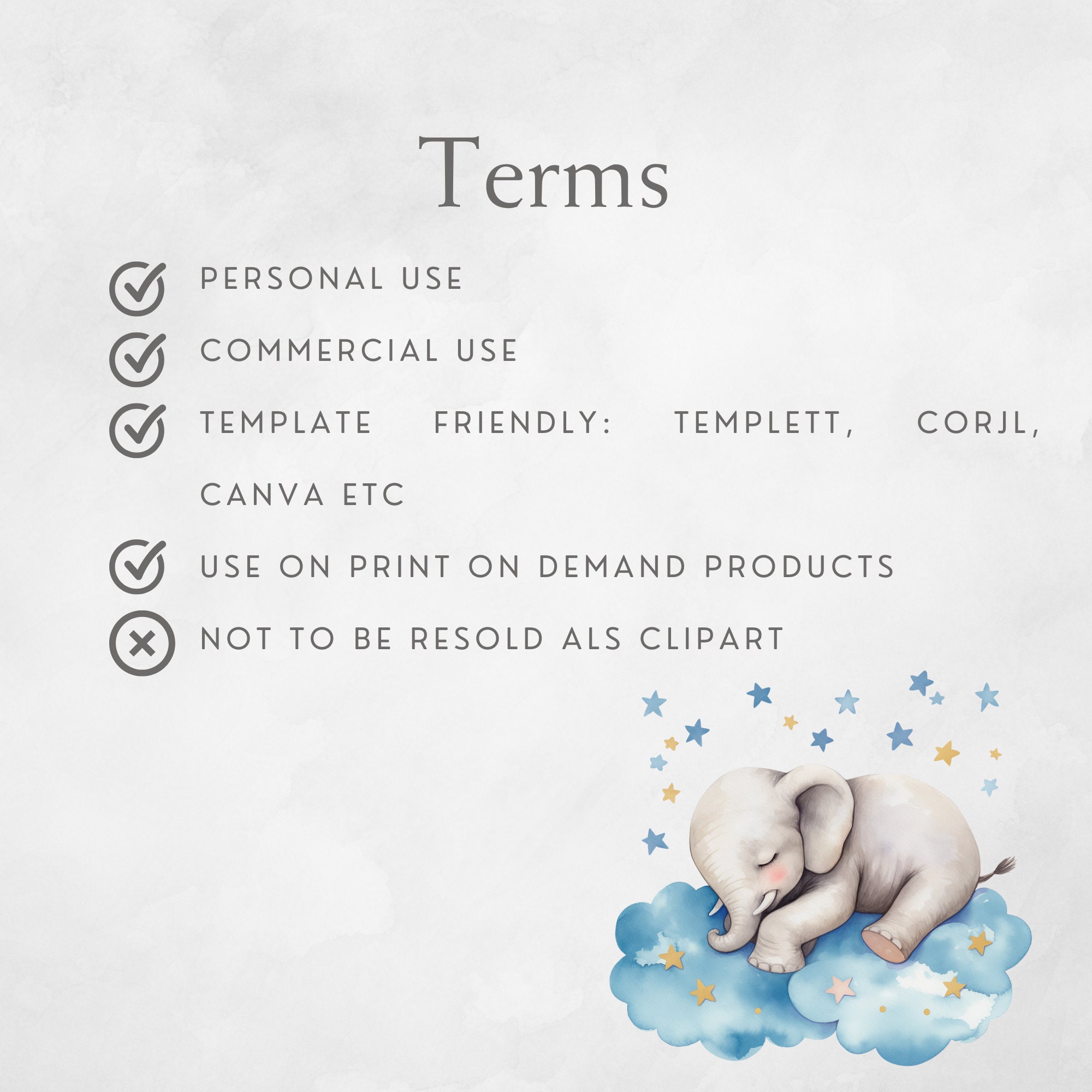 Sleeping Baby Elephant Clipart Bundle PNG Watercolor, Cute Baby Boy ...