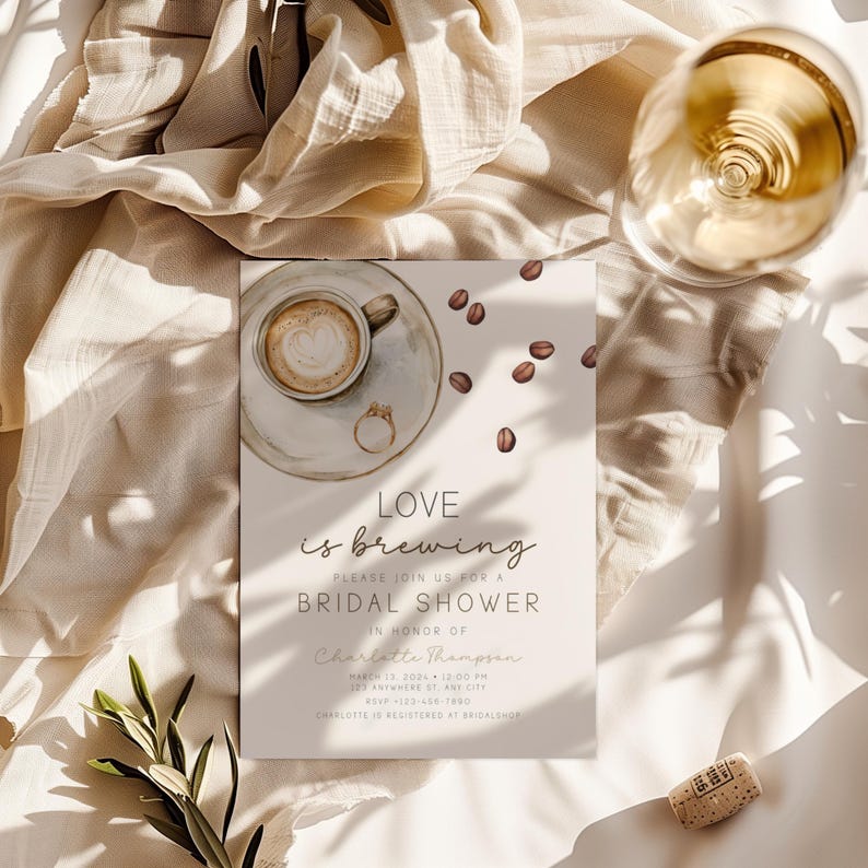 Coffee Bean Bridal Shower Invitation, Editable Love is Brewing Bridal ...