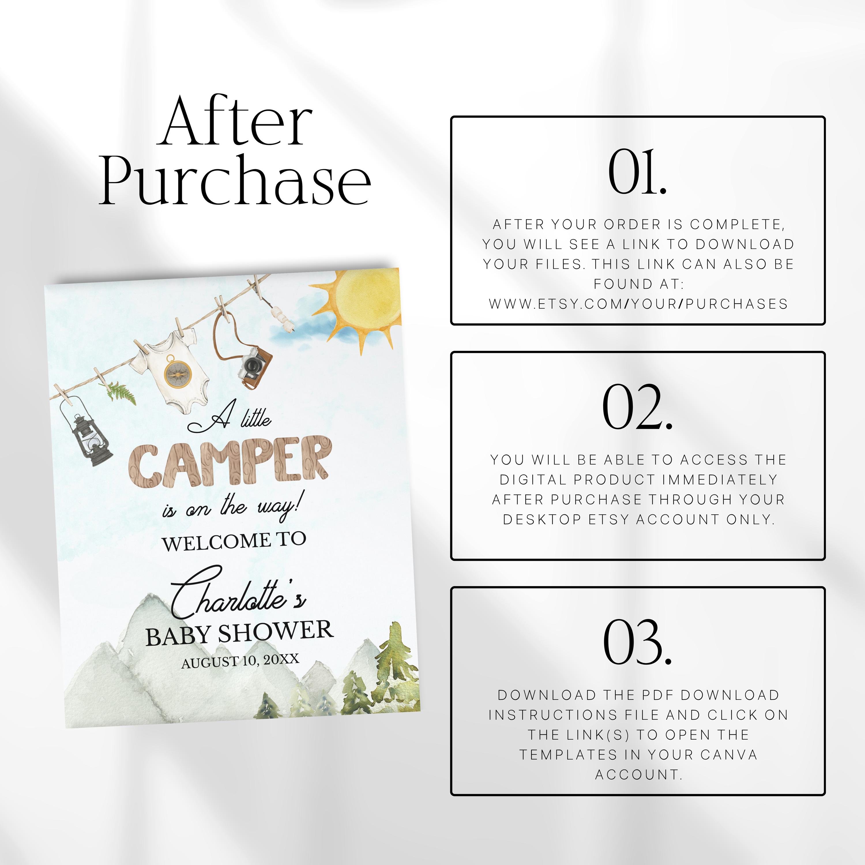 Little Camper Baby Shower Welcome Sign, Editable Camping Welcome Sign ...