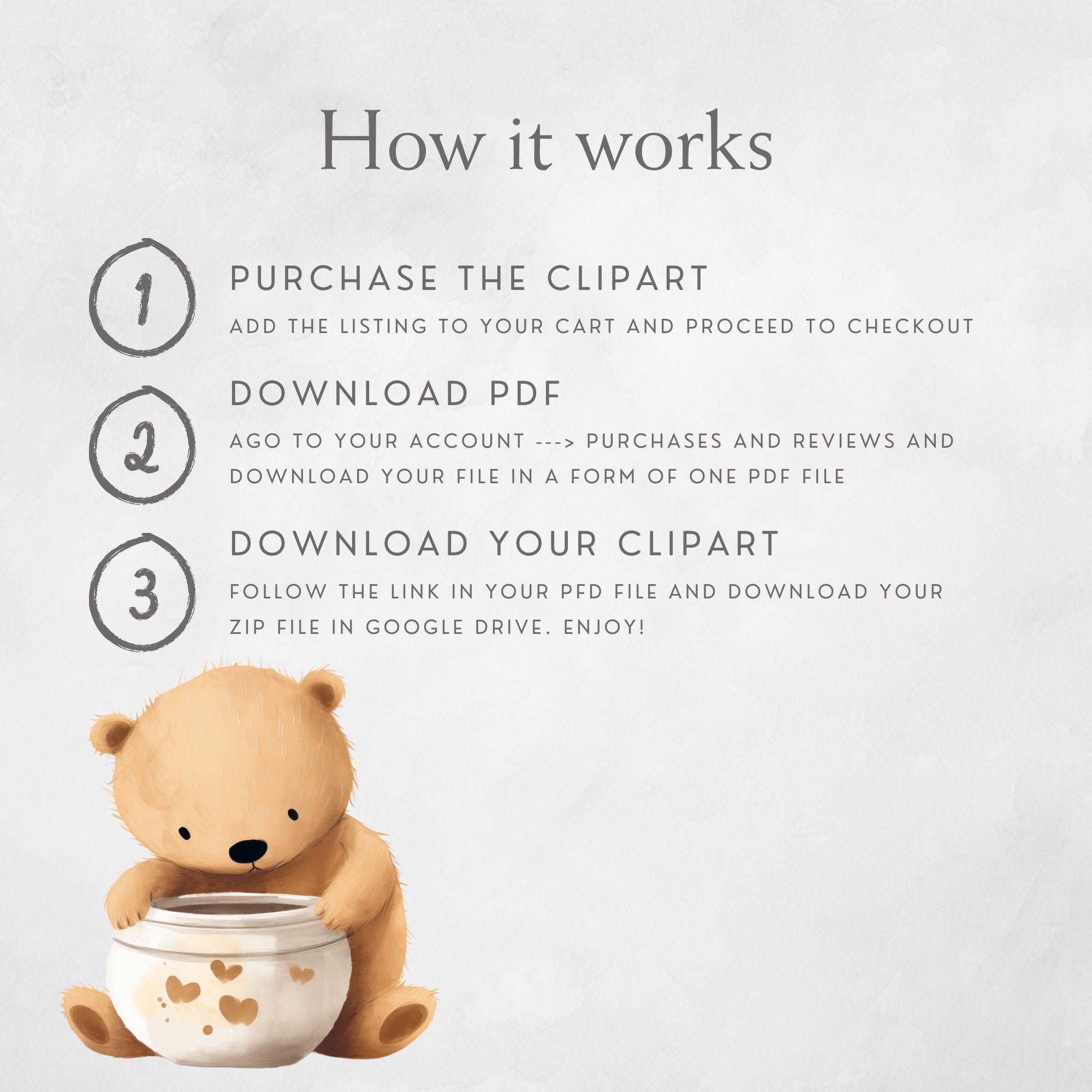 Cute Teddy Bear Clipart PNG Watercolor, Bear Honey Clipart, Teddy Bear ...