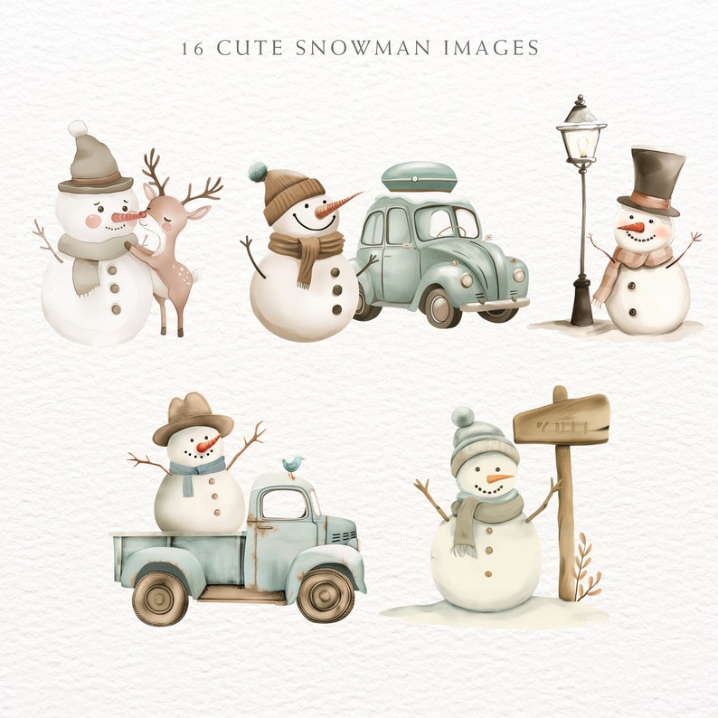 Cute Snowman Clipart PNG Watercolor, Winter Snowman Christmas Clipart ...