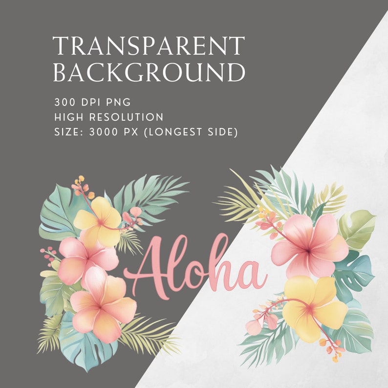 Aloha Luau Hawaii Clipart Watercolor PNG, Hawaiian Tropical Floral ...