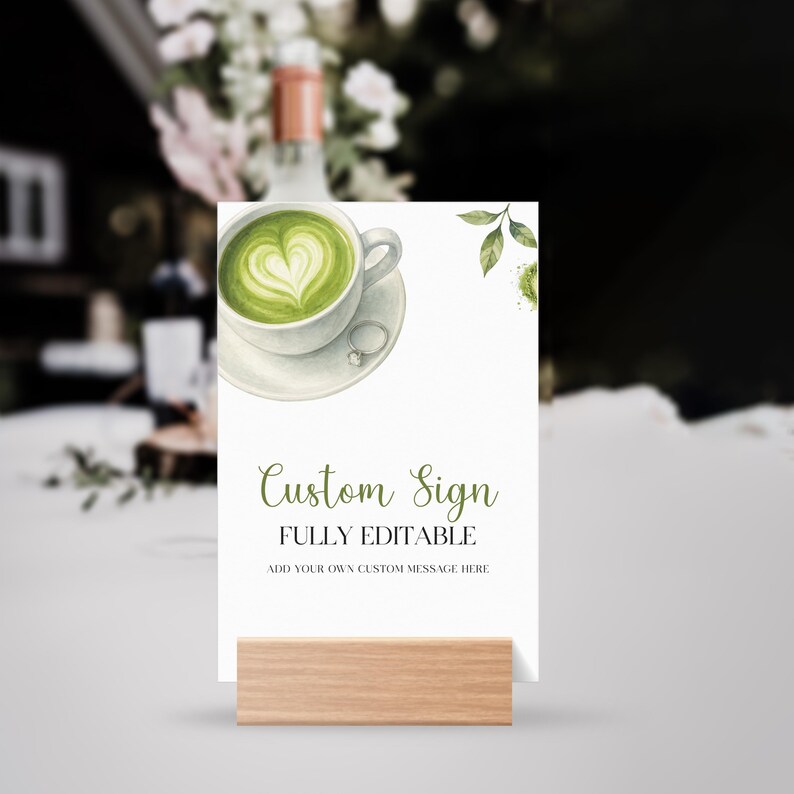 Matcha Bridal Shower Custom Table Sign, Editable She Found Her Perfect ...