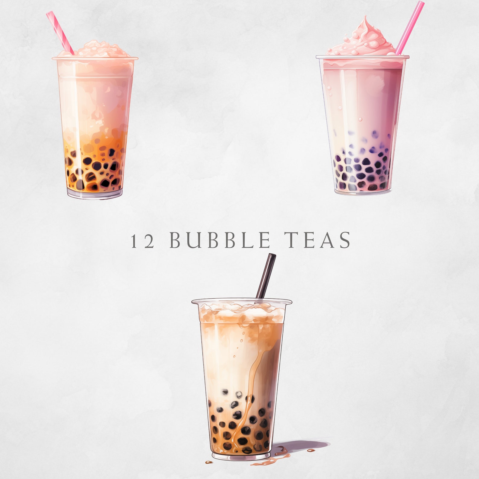 19 Boba Tea Clipart PNG Watercolor, Pastel Bubble Milk Tea Clipart ...