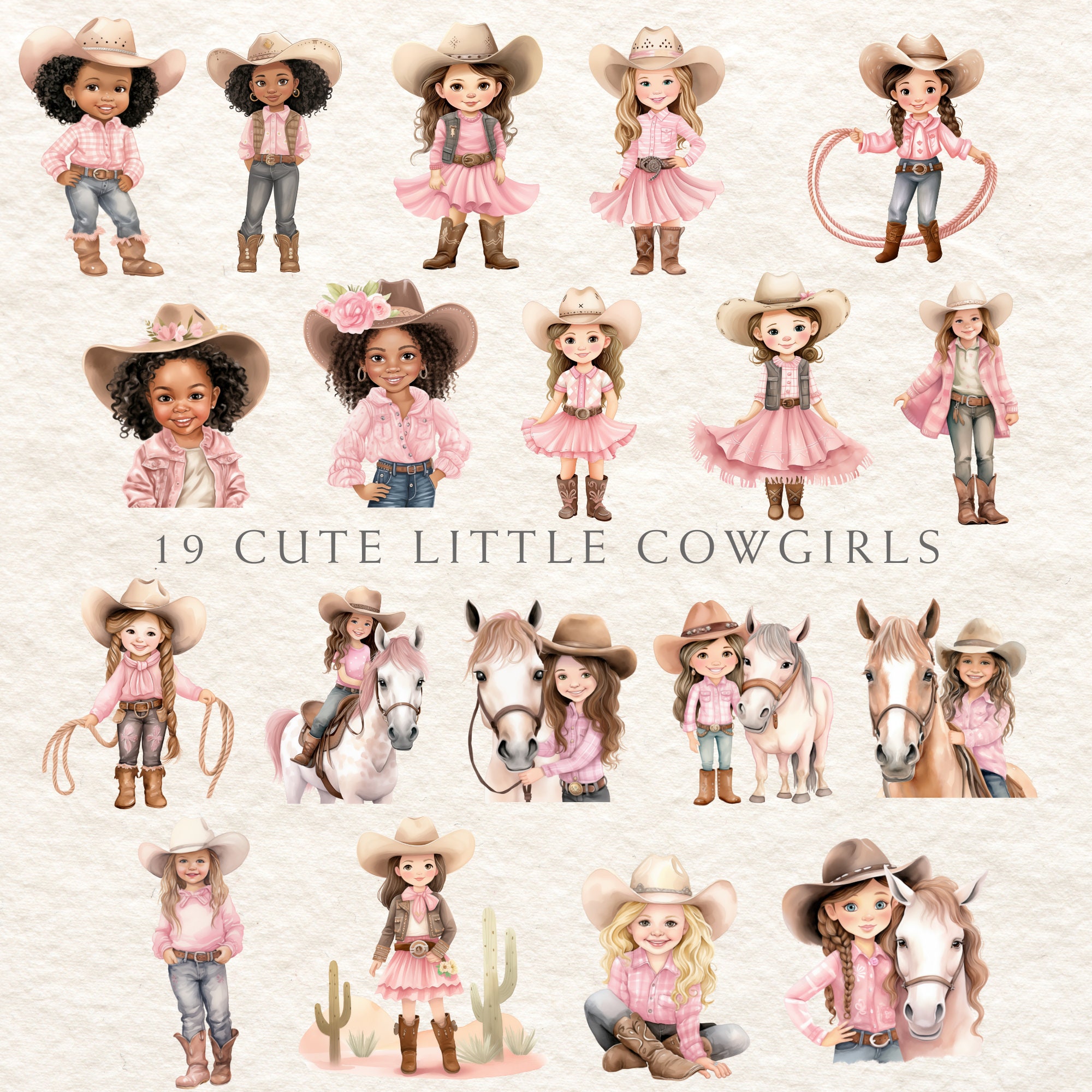 Baby Cowgirl Clipart PNG Watercolor, Cute Pink Cowgirl Clipart PNG ...