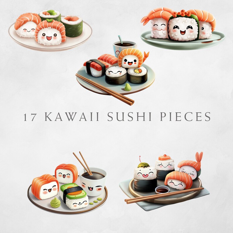 Cute Sushi Clipart Kawaii PNG Watercolor, Japanese Sushi Chef Food ...
