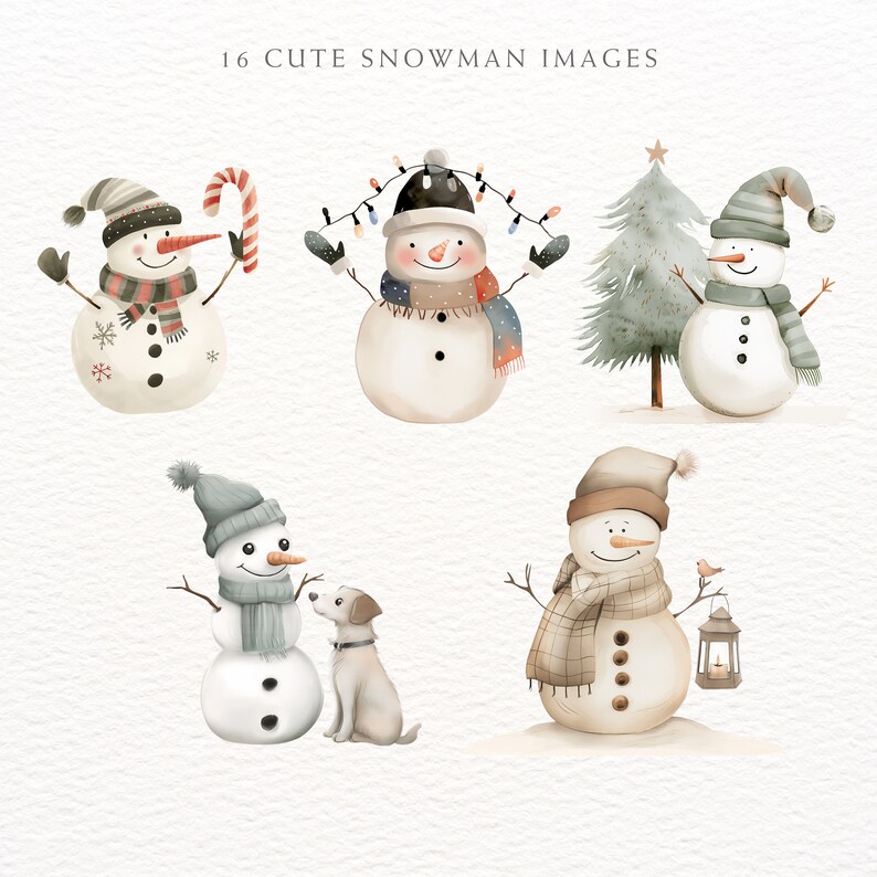 Cute Snowman Clipart PNG Watercolor, Winter Snowman Christmas Clipart ...