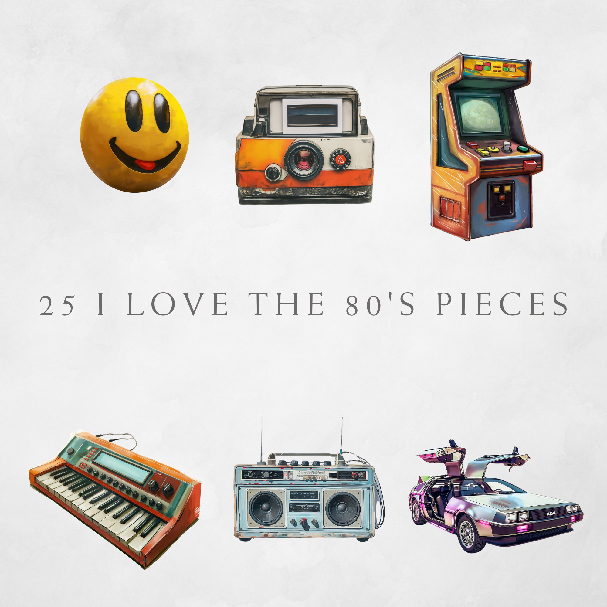 80s Retro Clipart Bundle, Vintage 80s Clipart PNG, Neon 80s Clipart ...