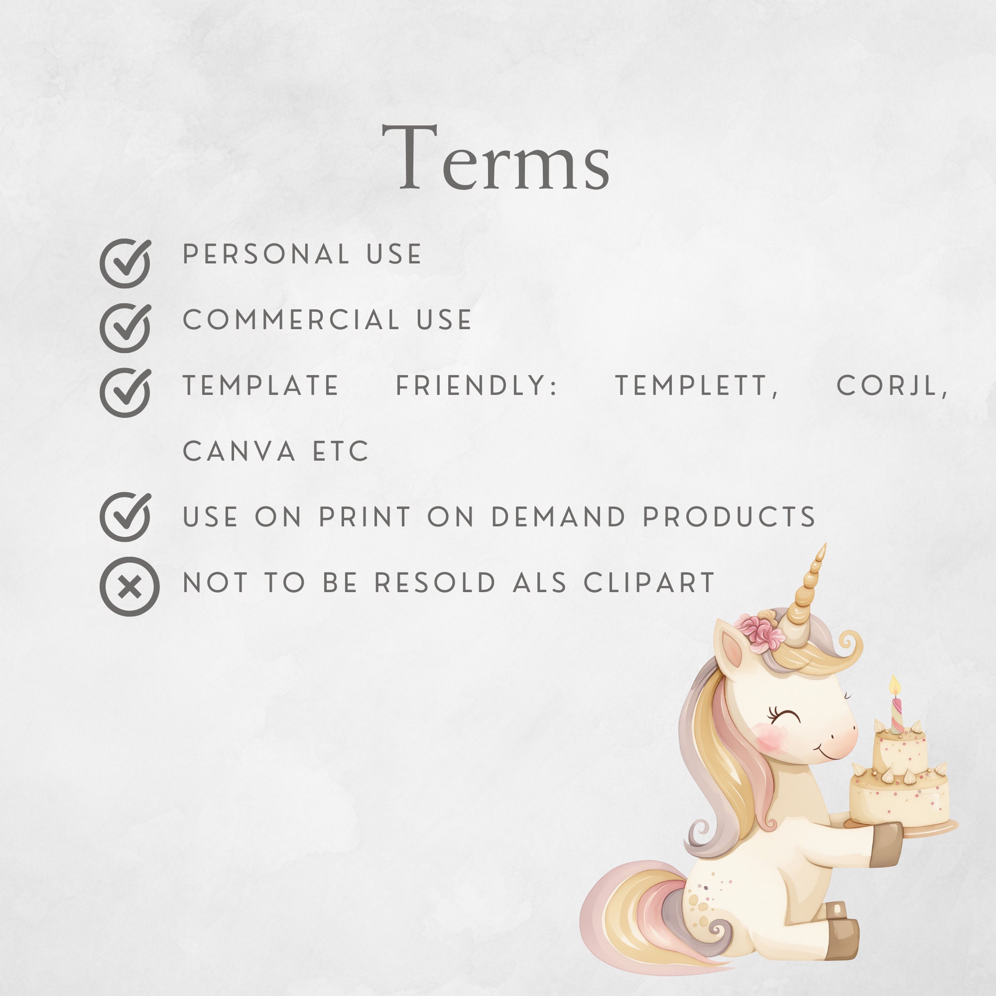 Cute Unicorn Birthday Party Clipart, Watercolor Unicorn Birthday PNG ...