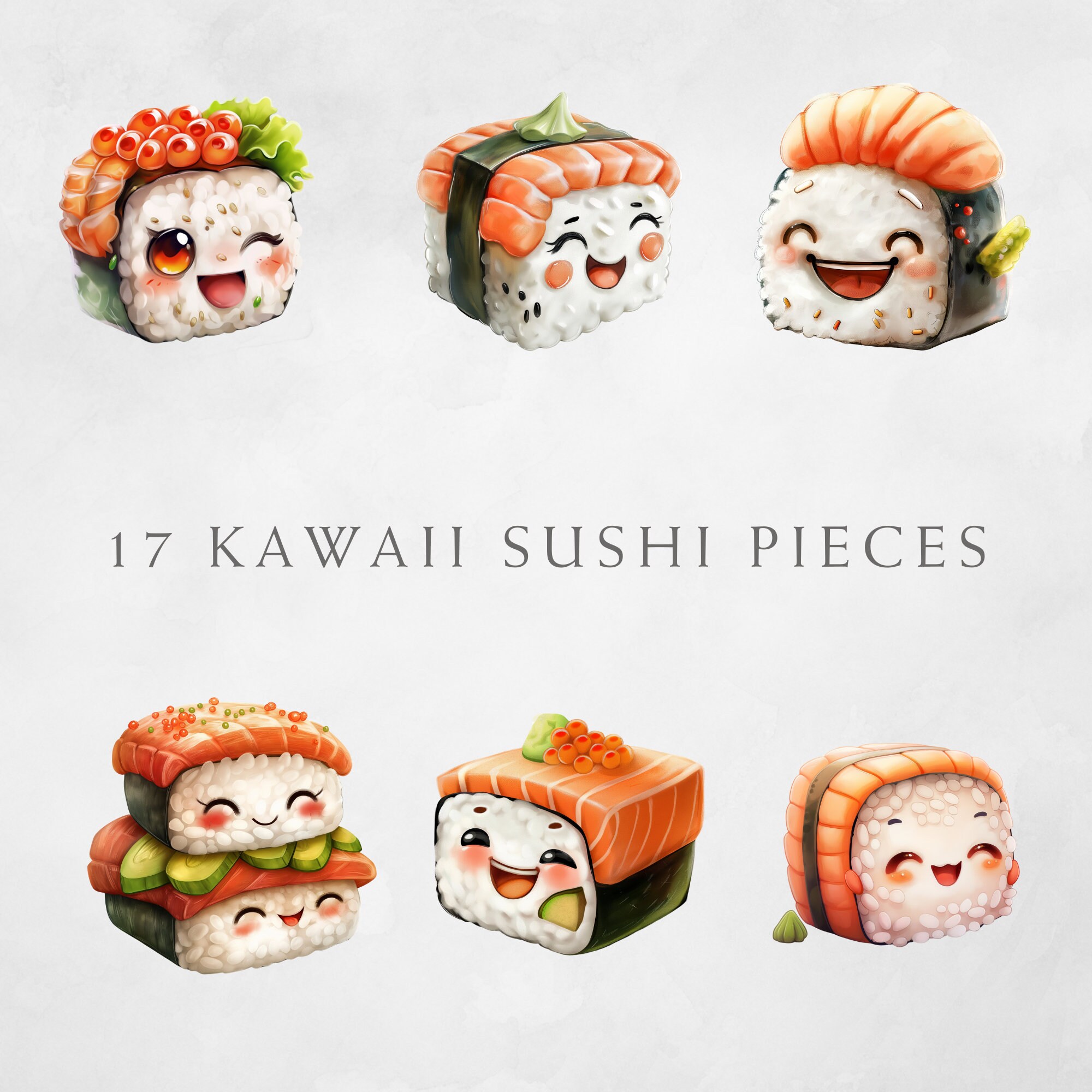 Cute Sushi Clipart Kawaii PNG Watercolor, Japanese Sushi Chef Food ...