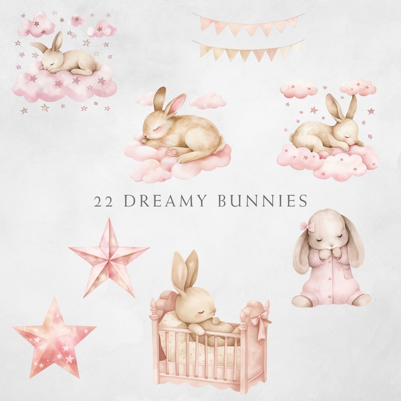 Sleeping Baby Bunny Clipart PNG Watercolor, Cute Pink Girl Baby Rabbit ...