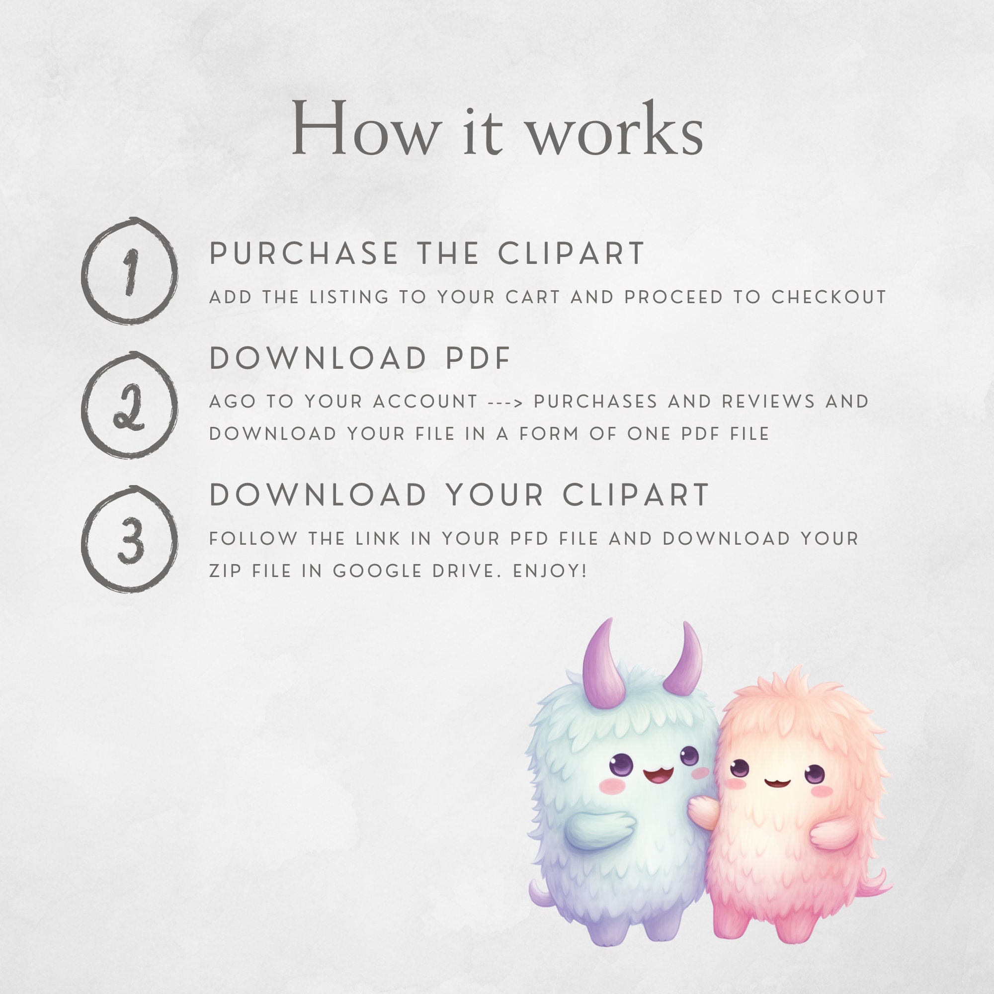 Watercolor Cute Pastel Monsters Kawaii Clipart, Cute Kawaii Clipart ...