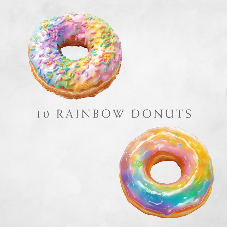 Rainbow Donuts Watercolor Clipart, Donut Illustrations Graphics, Sweet ...