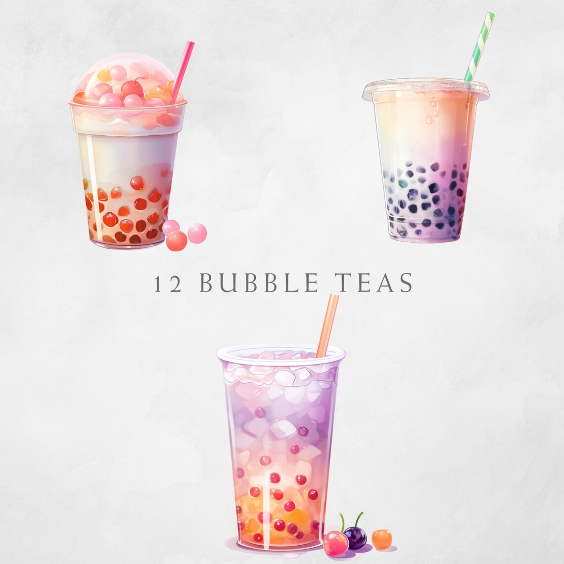 19 Boba Tea Clipart PNG Watercolor, Pastel Bubble Milk Tea Clipart ...