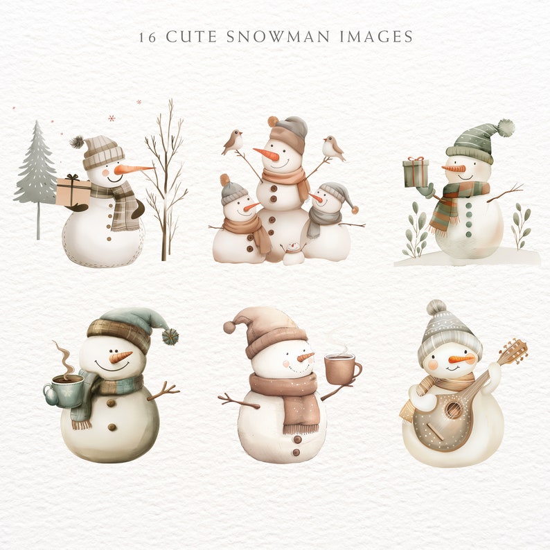 Cute Snowman Clipart PNG Watercolor, Winter Snowman Christmas Clipart ...