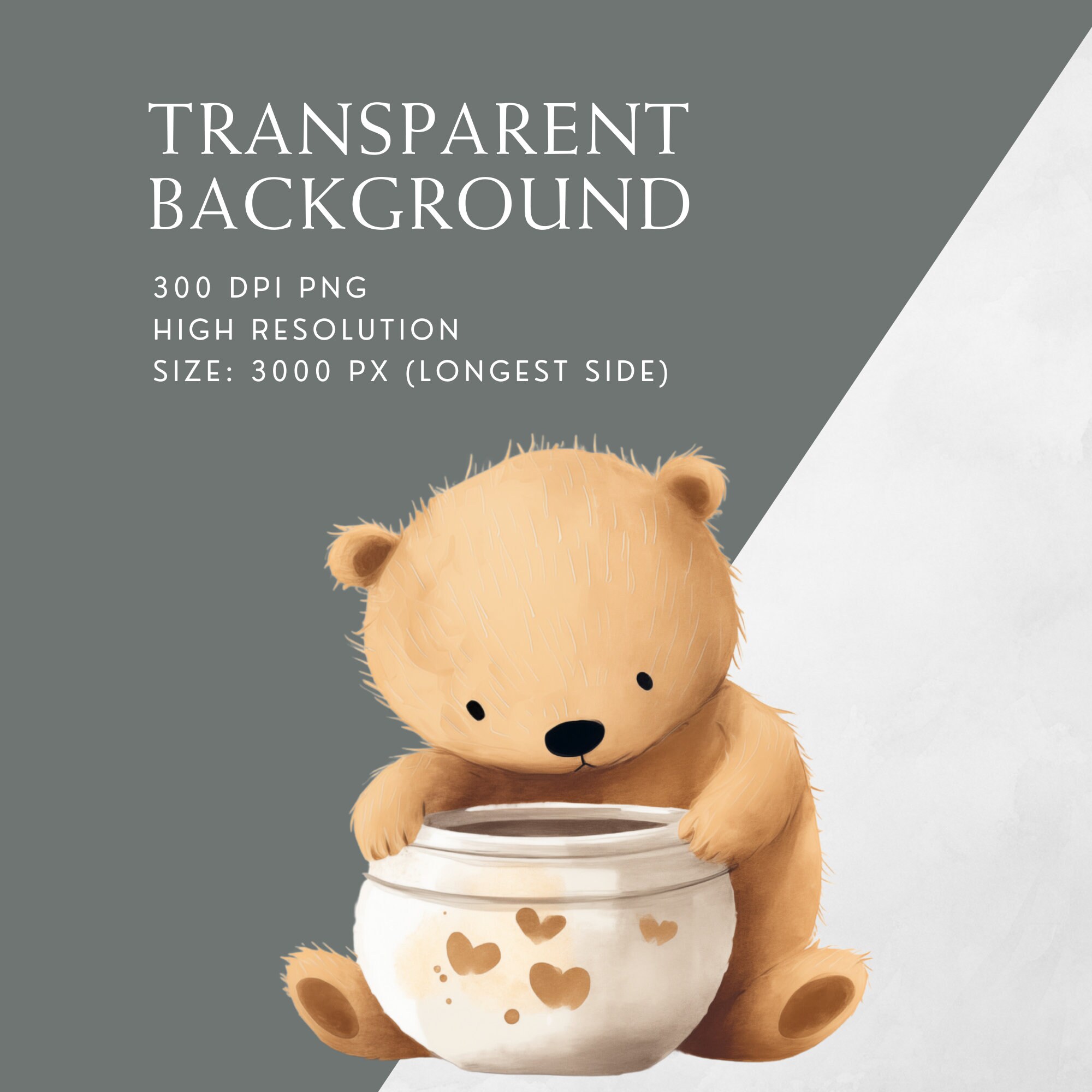 Cute Teddy Bear Clipart PNG Watercolor, Bear Honey Clipart, Teddy Bear ...