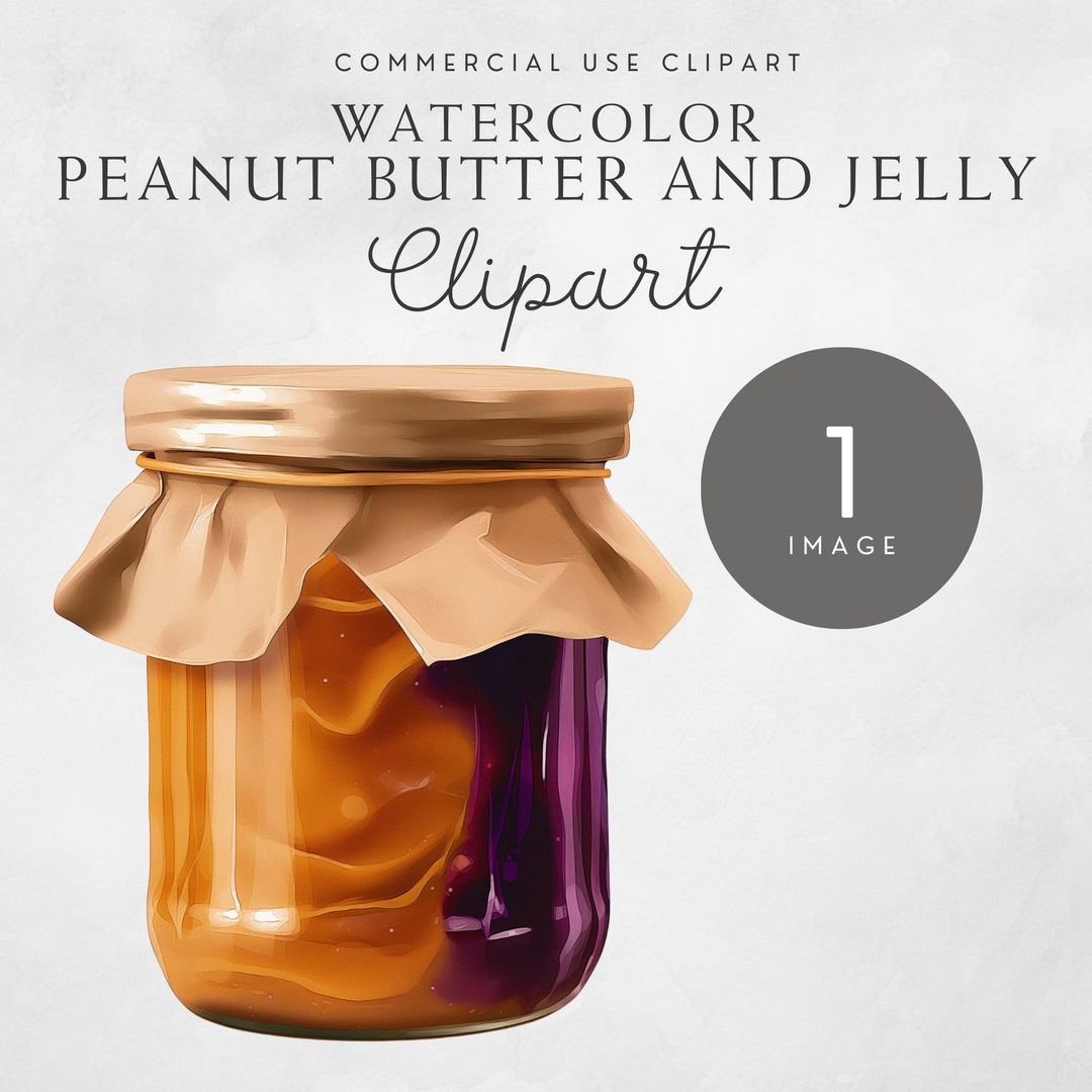 Watercolor Peanut Butter and Jelly Jar Clipart, Peanut Butter PNG, PBJ ...