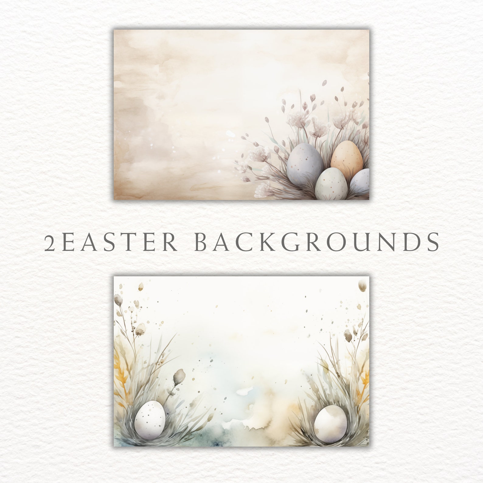 Easter Clipart Bundle PNG Watercolor, Rustic Neutral Easter Bunny Egg ...