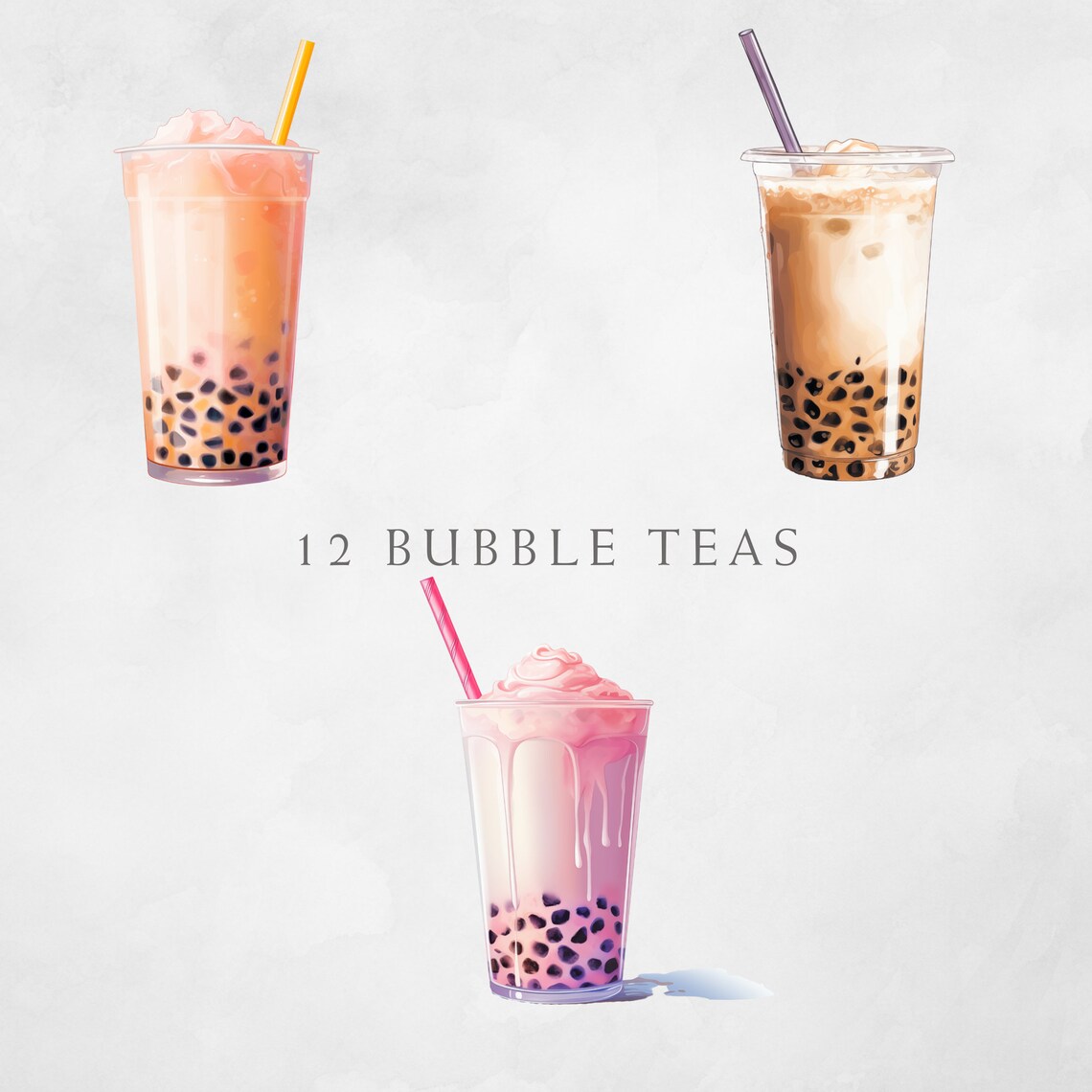 19 Boba Tea Clipart PNG Watercolor, Pastel Bubble Milk Tea Clipart ...