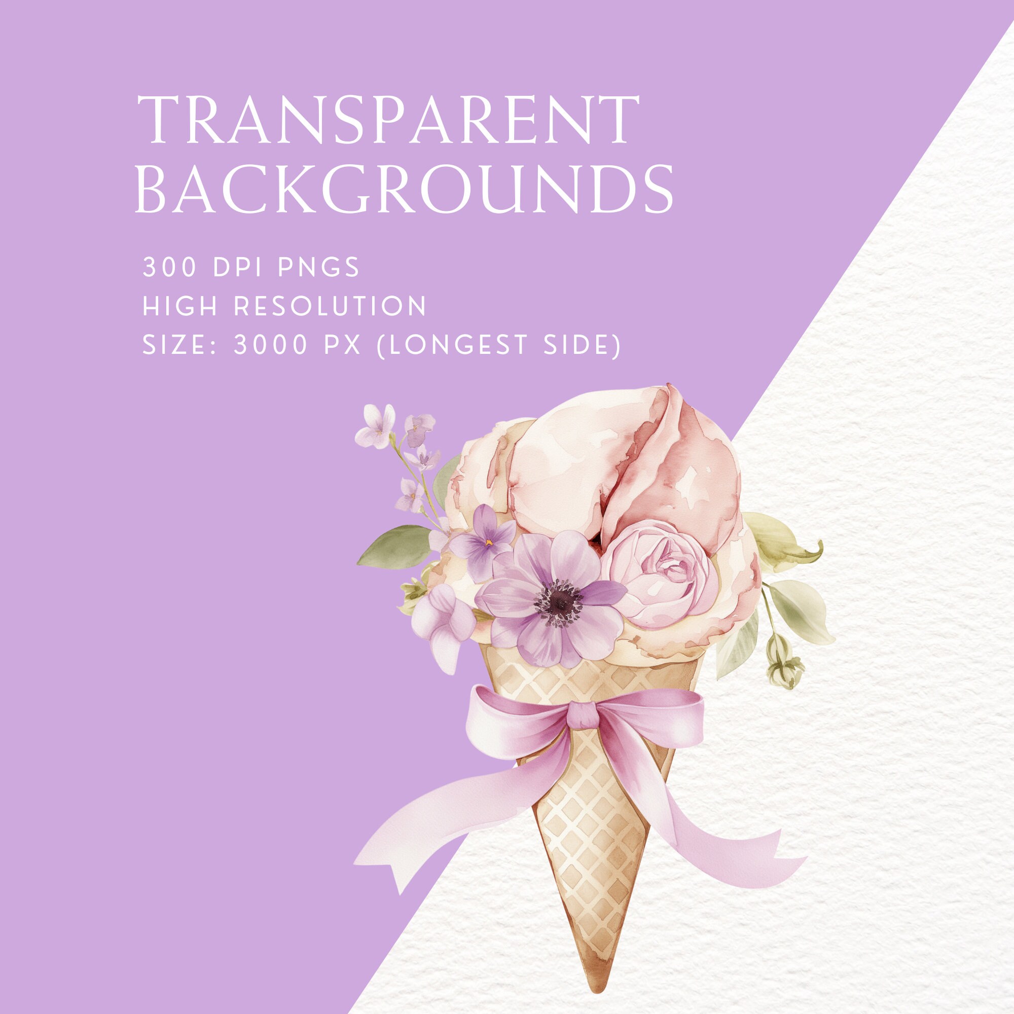 Ice Cream Clipart Watercolor PNG, Cute Pastel Pink Ice Cream Cones ...