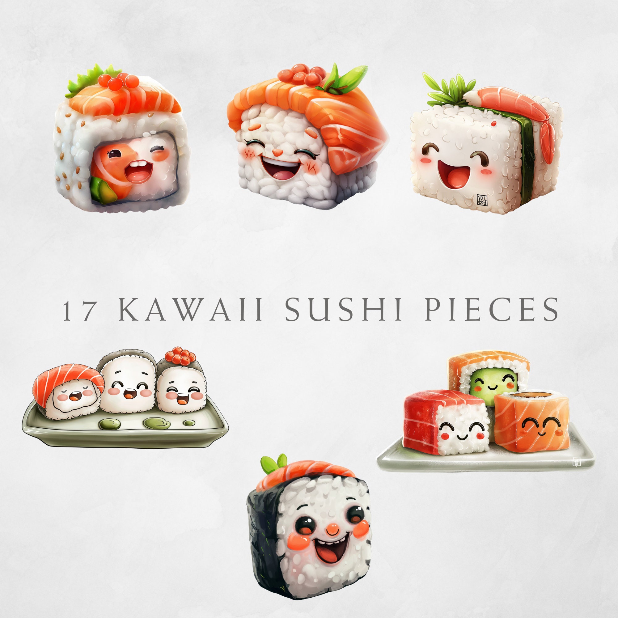 Cute Sushi Clipart Kawaii PNG Watercolor, Japanese Sushi Chef Food ...