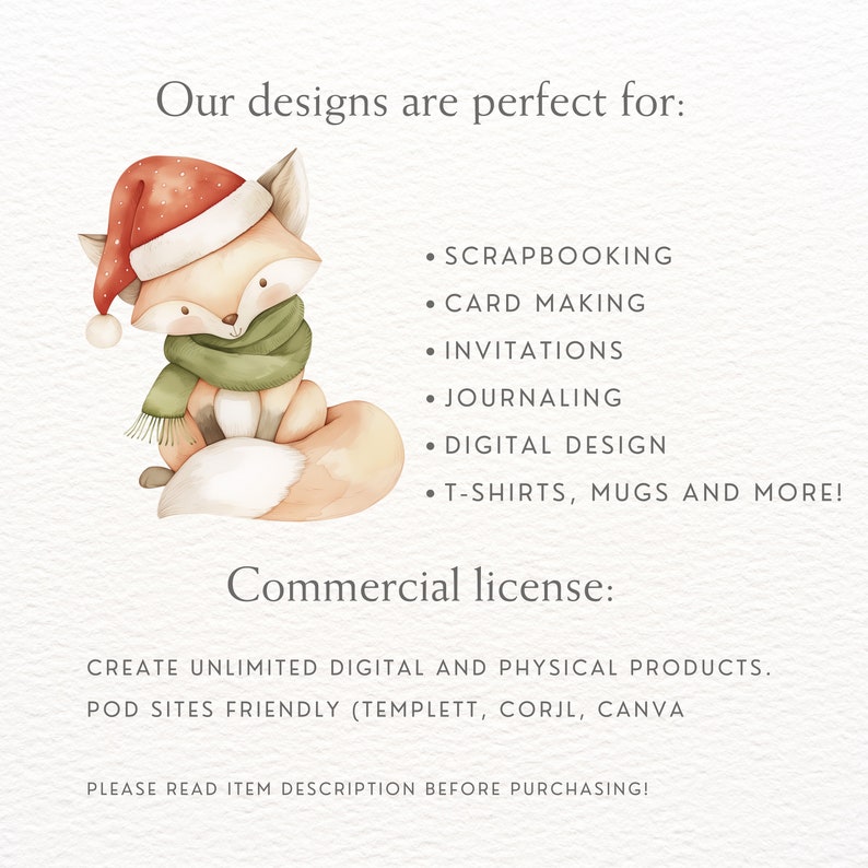 Woodland Christmas Clipart, Cute Watercolor Woodland Christmas Winter ...