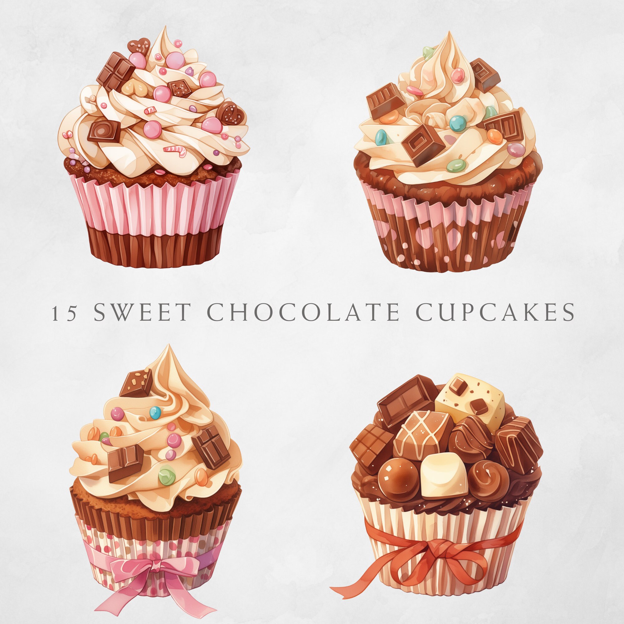 Chocolate Cupcakes Clipart Watercolor, Cupcake Clipart PNG, Cupcakes ...