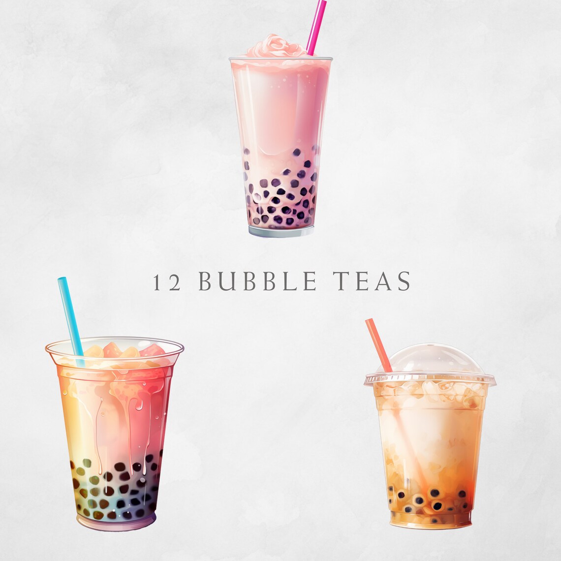 19 Boba Tea Clipart PNG Watercolor, Pastel Bubble Milk Tea Clipart ...