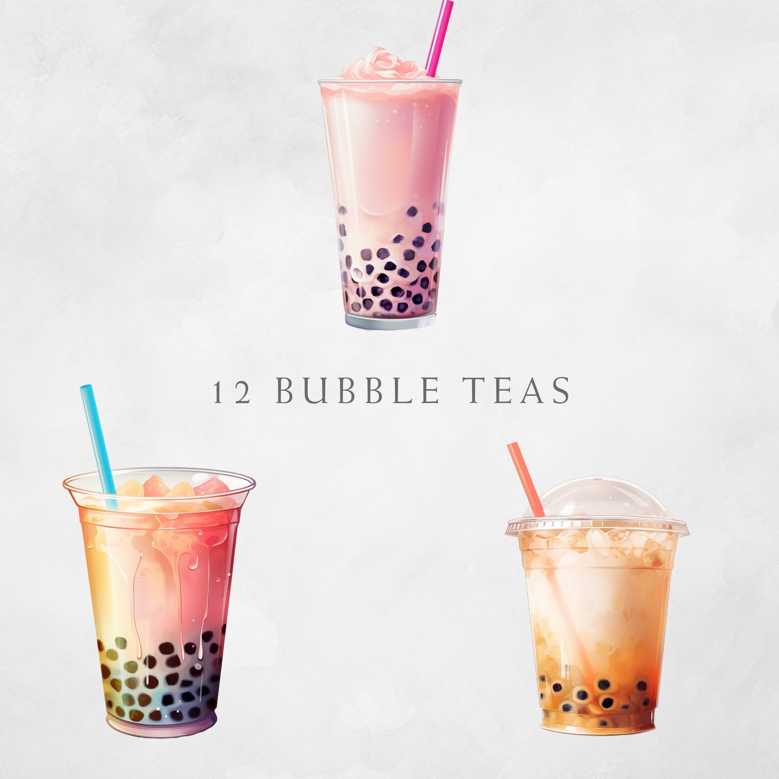19 Boba Tea Clipart PNG Watercolor, Pastel Bubble Milk Tea Clipart ...
