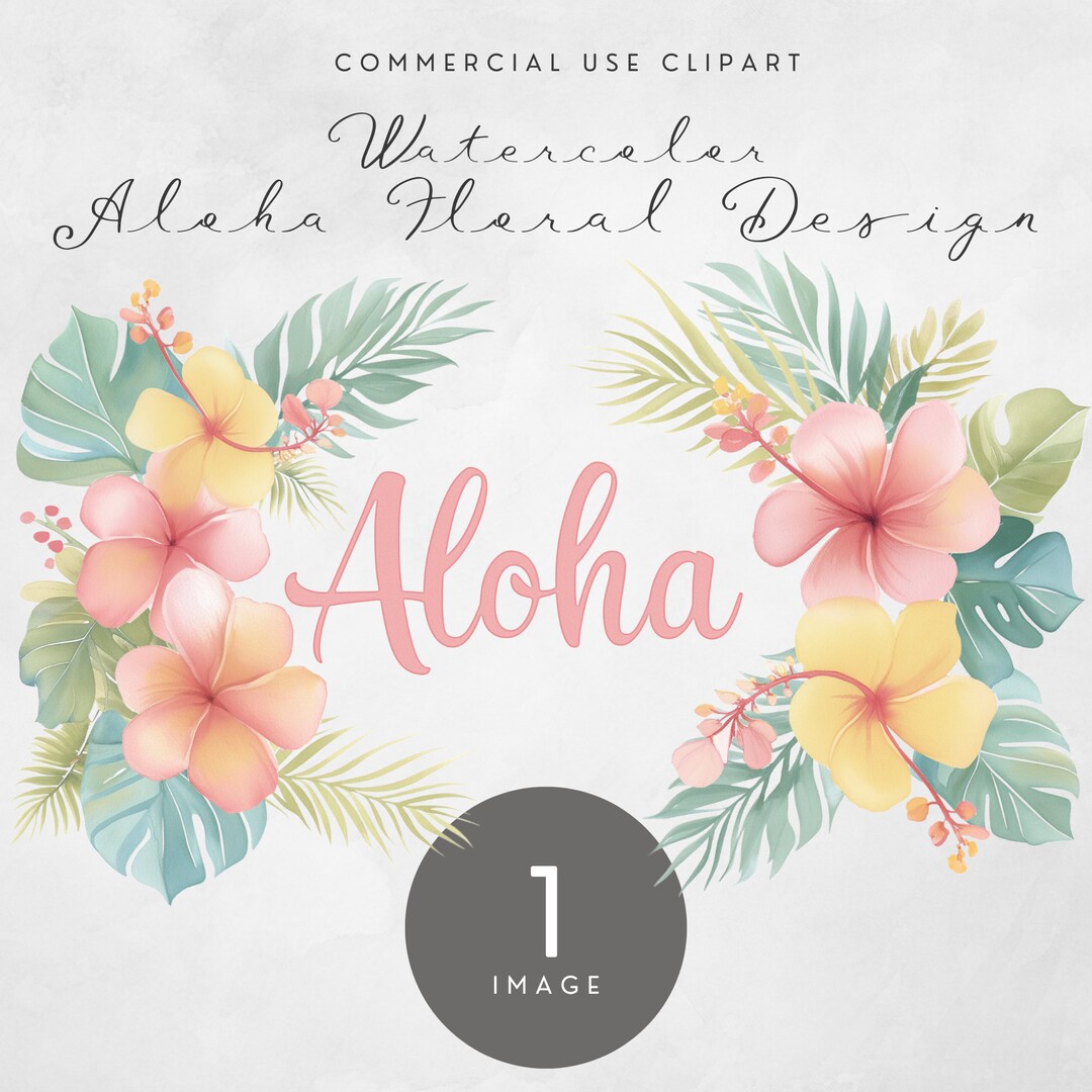 Aloha Luau Hawaii Clipart Watercolor PNG, Hawaiian Tropical Floral ...