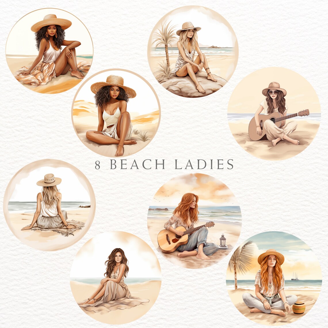 Boho Summer Beach Clipart PNG Watercolor, Boho Beach Holiday, Nautical ...