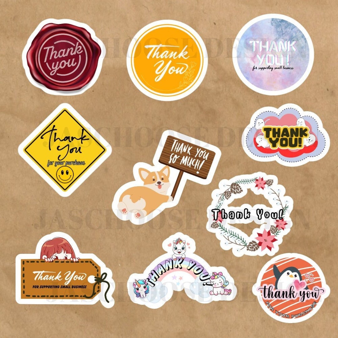 10 Printable Thank You Sticker Bundle Thank You Sticker Ready to Print ...