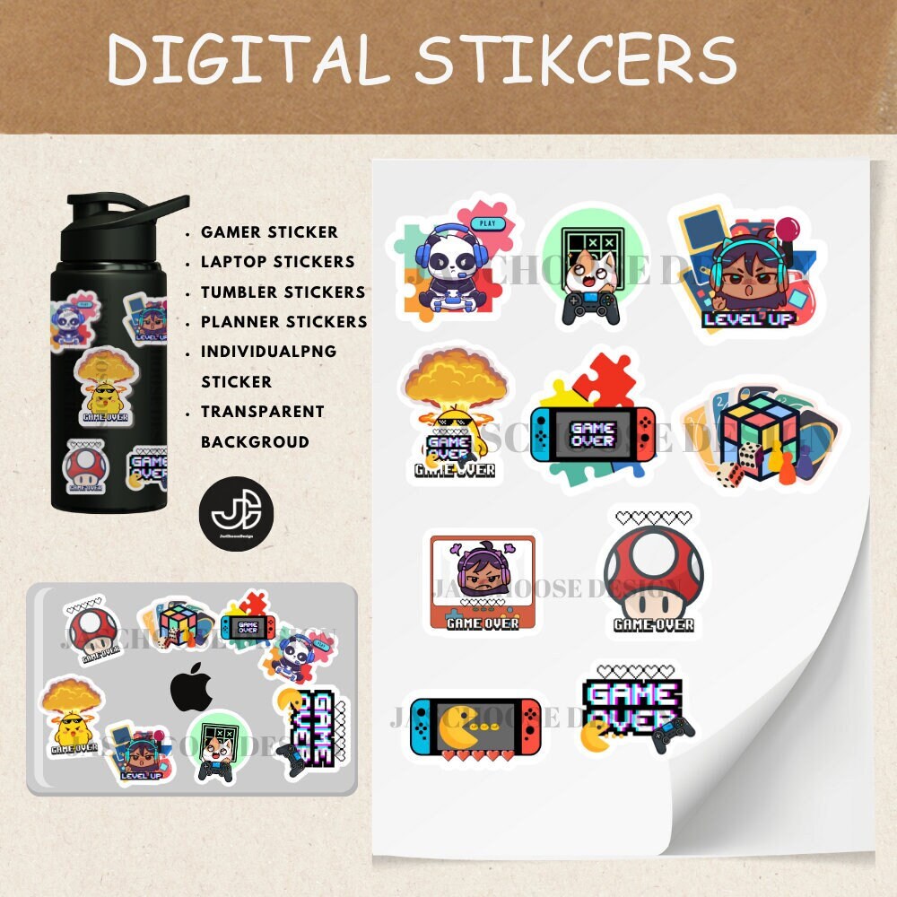 Gamer Png Laptop Cute Stickers, Bundle Digital Ready to Download. - Etsy