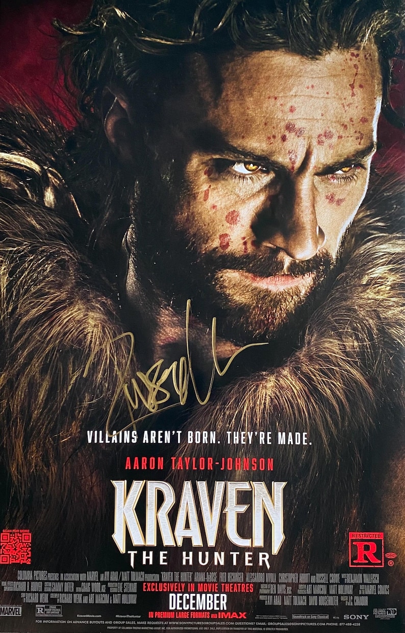Russell Crowe Autographed Kraven the Hunter 11”x17” Movie Poster - Etsy