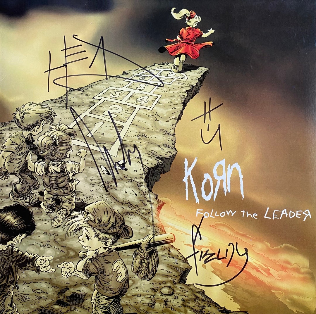 Korn Autographed Follow the Leader Vinyl - Jonathan Davis Head Fieldy ...