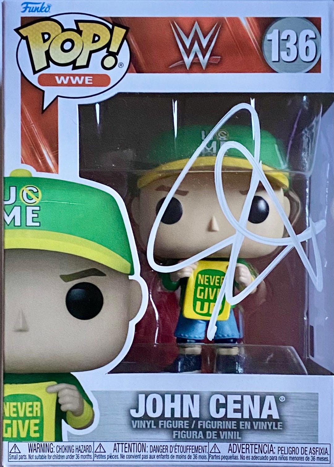 WWE John Cena Autographed Funko Pop #136 - Etsy