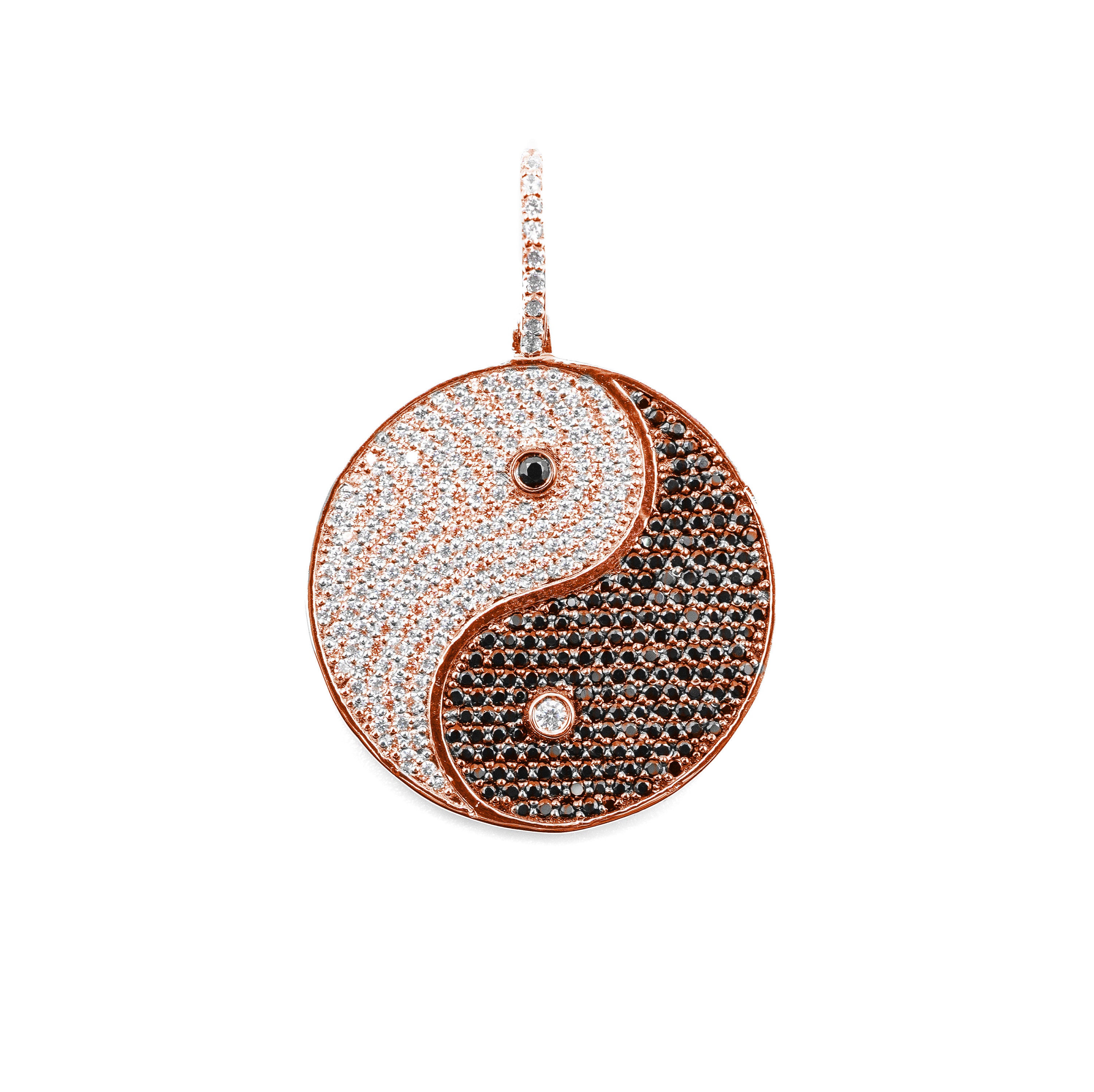Yin Yang Pendant With Black and White Diamonds in 925 Silver, 10k Gold ...