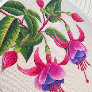 PDF Embroidery Pattern Fuchsia, Embroidery Fuchsia, Flower Embroidery ...