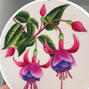PDF Embroidery Pattern Fuchsia, Embroidery Fuchsia, Flower Embroidery ...