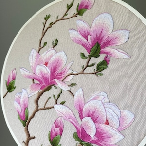 PDF Embroidery Pattern Magnolia Flower Embroidery, Botanic Embroidery ...