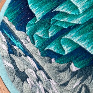 PDF Embroidery Pattern Northern Lights, Embroidery Mountains, Landscape ...