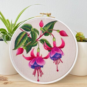 PDF Embroidery Pattern Fuchsia, Embroidery Fuchsia, Flower Embroidery ...