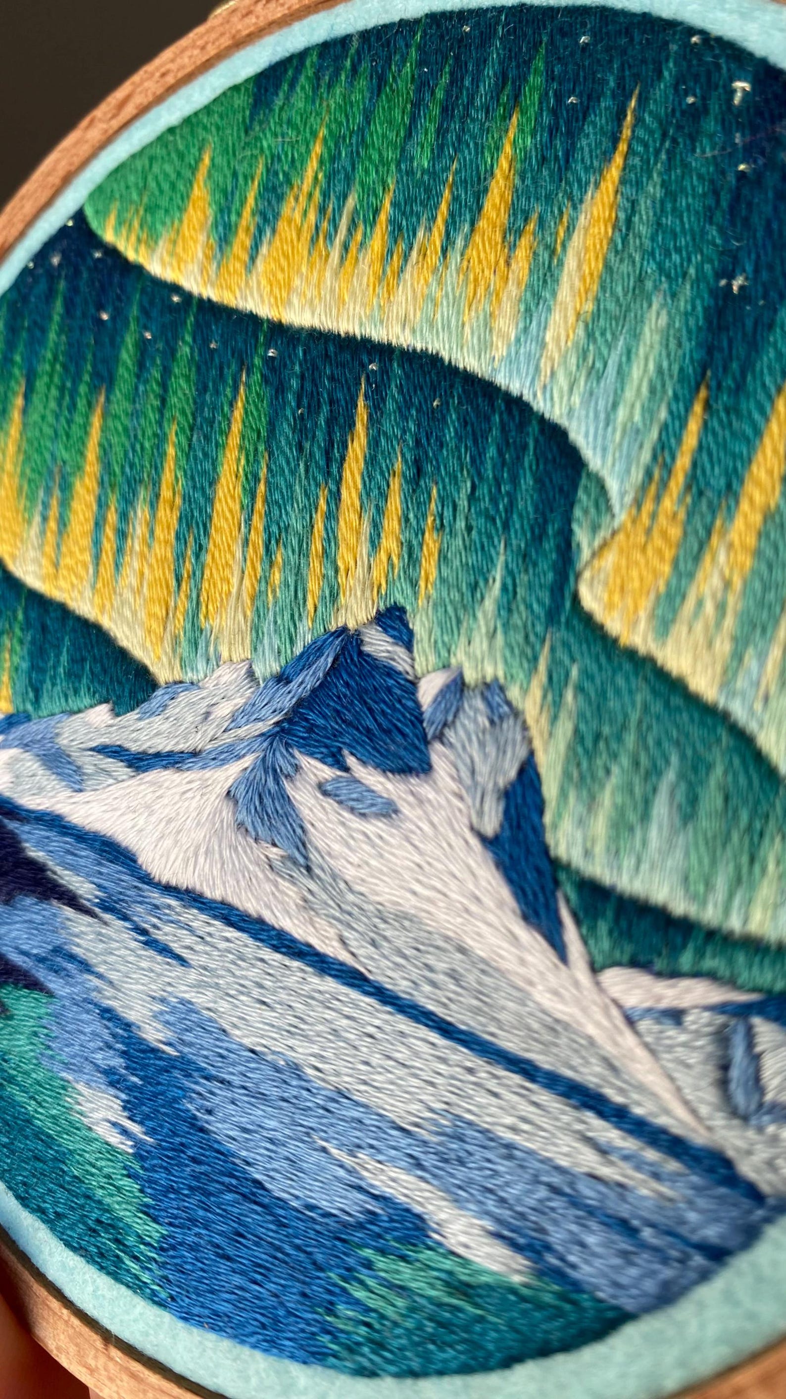 PDF Embroidery Pattern Northern Lights, Embroidery Mountains, Landscape ...