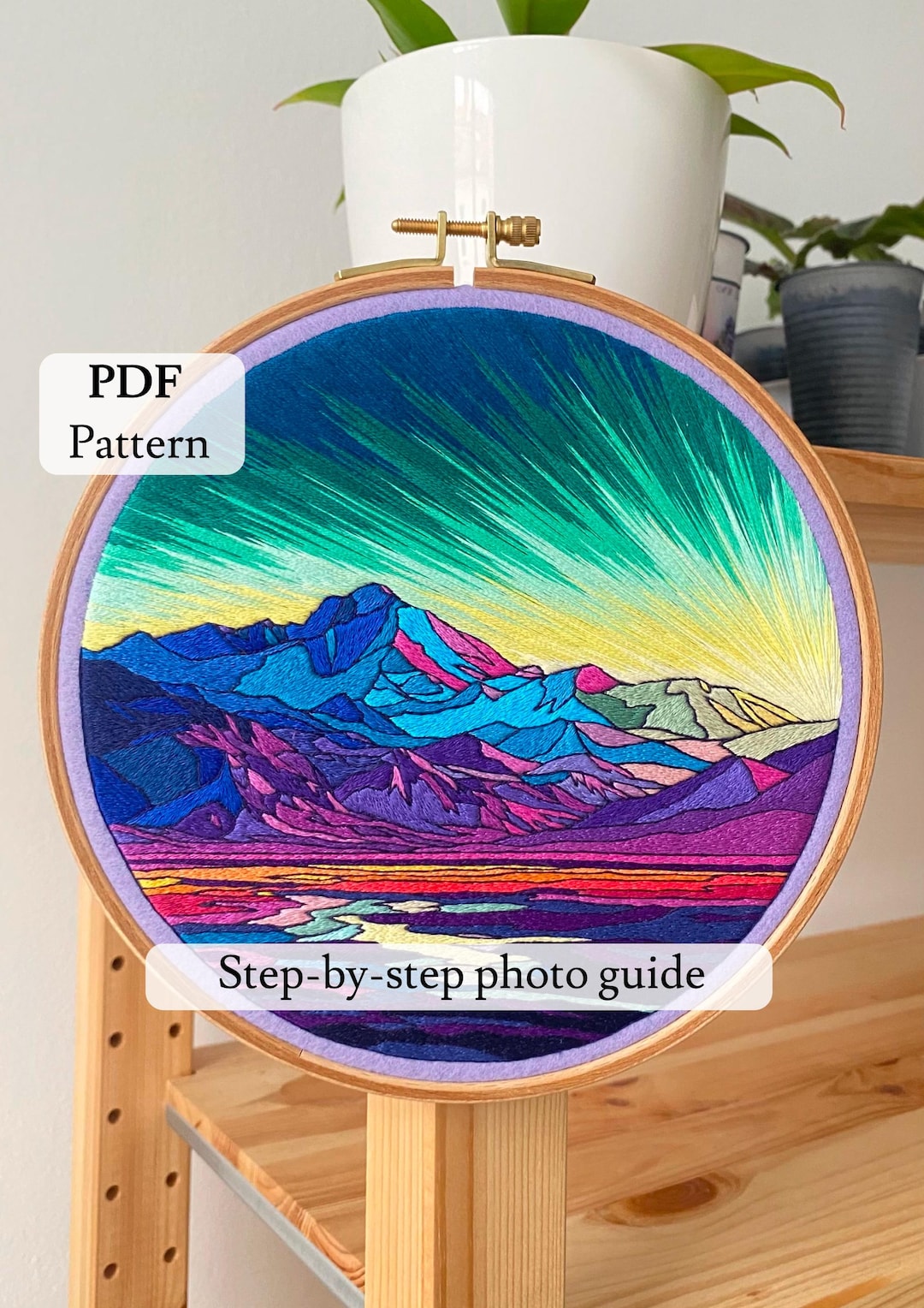 Pattern PDF Embroidery Landscape, Embroidery Mountains, Colorful ...