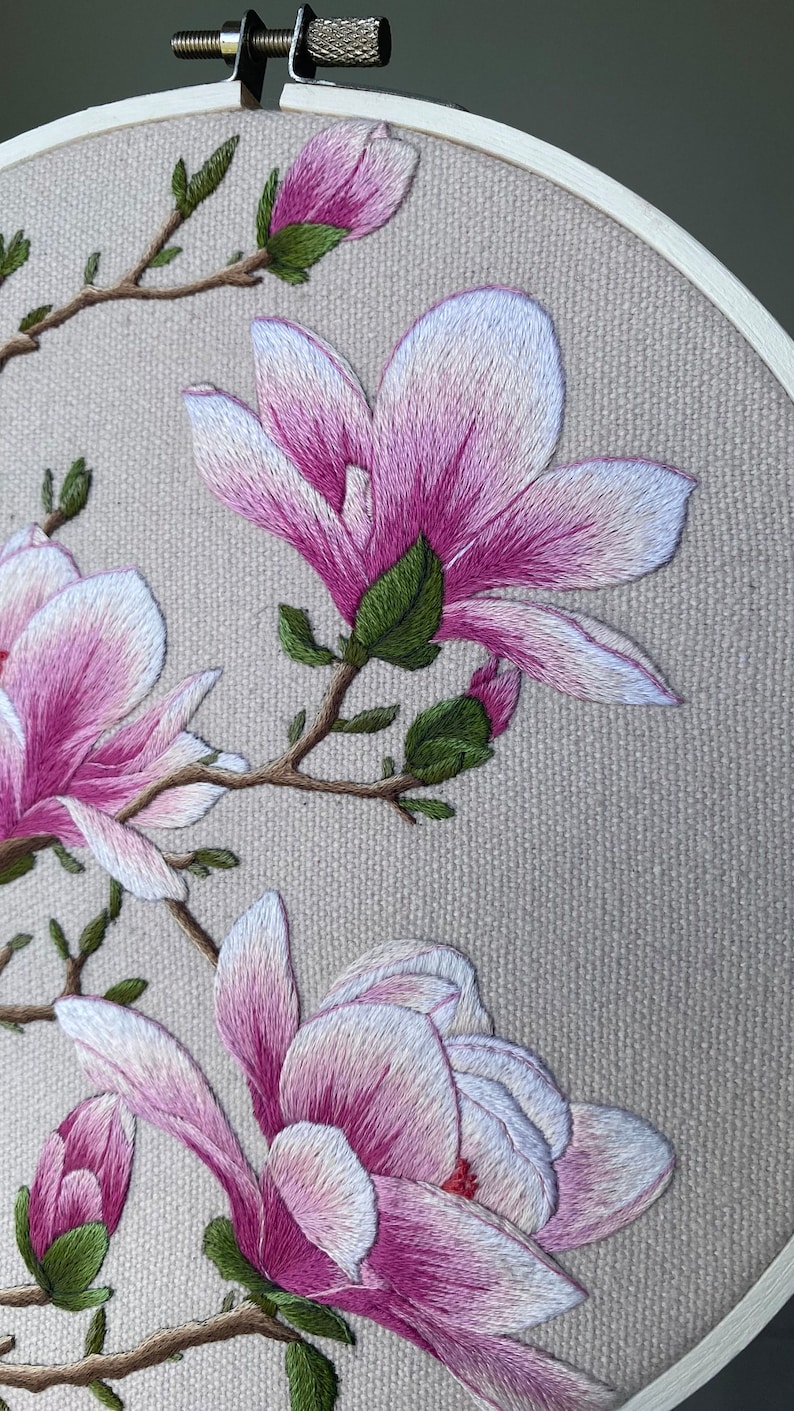 PDF Embroidery Pattern Magnolia Flower Embroidery, Botanic Embroidery ...