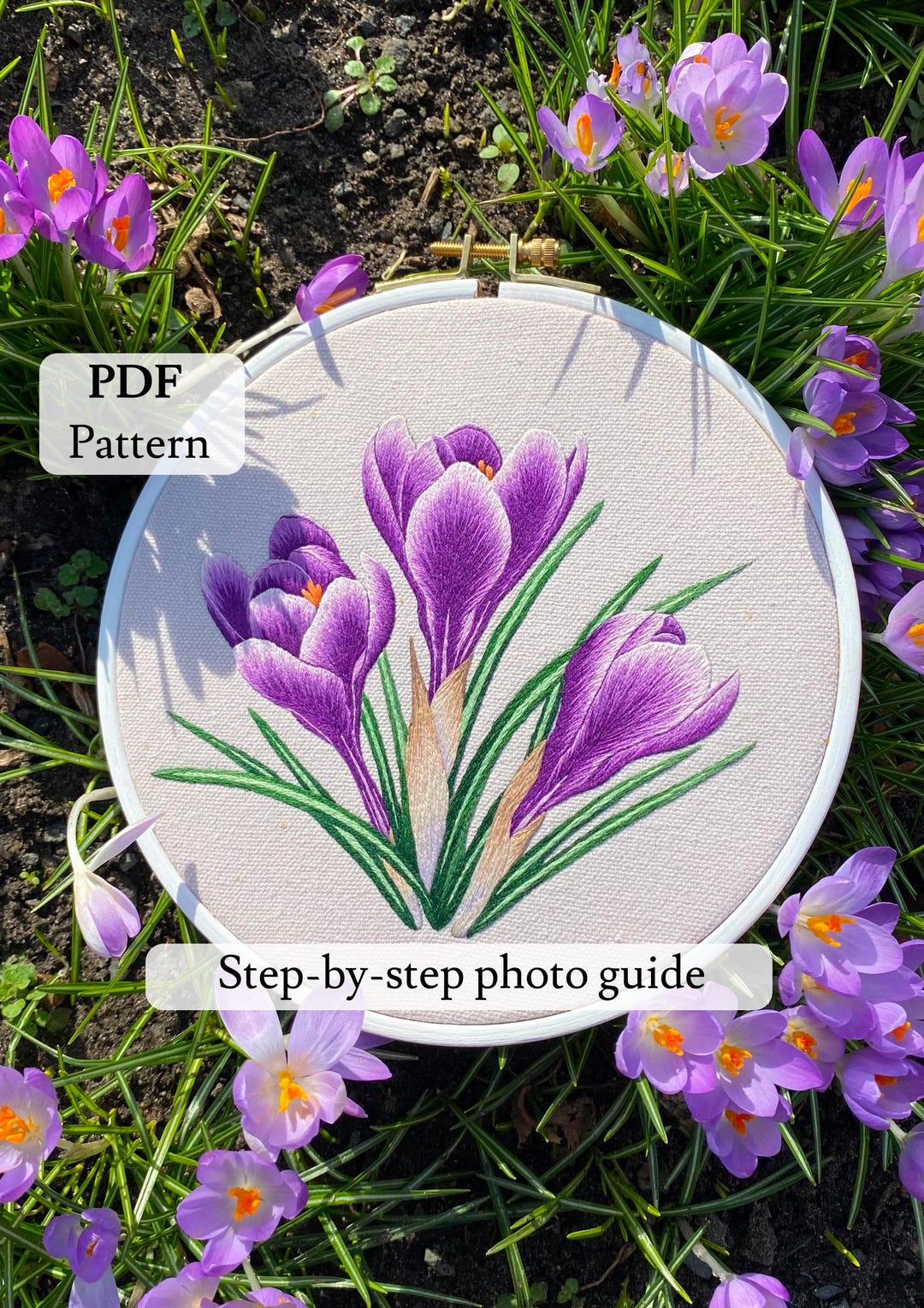 PDF Embroidery Pattern Crocus, Embroidery Crocus, Flower Embroidery ...