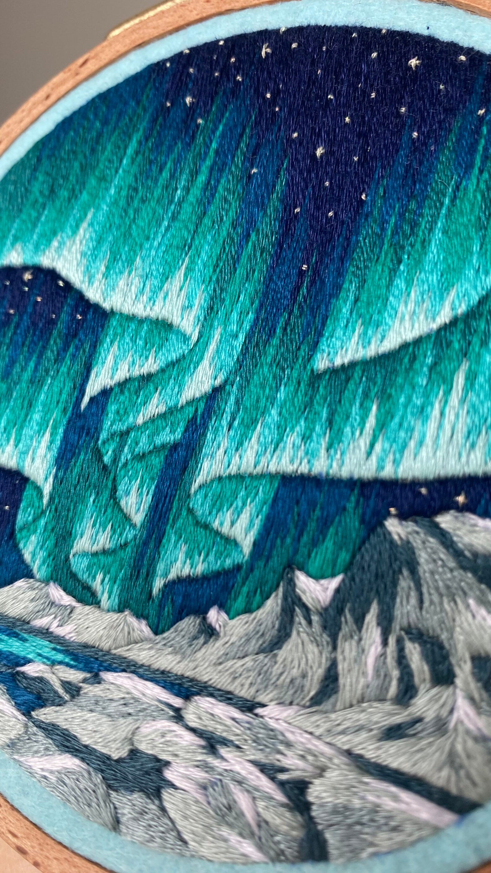 PDF Embroidery Pattern Northern Lights, Embroidery Mountains, Landscape ...