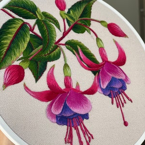 PDF Embroidery Pattern Fuchsia, Embroidery Fuchsia, Flower Embroidery ...