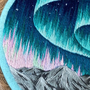 PDF Embroidery Northern Lights Pattern, Embroidered Landscape ...